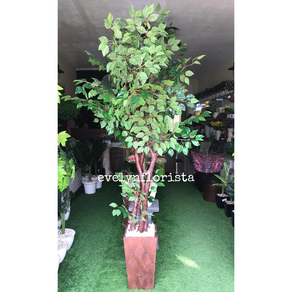 Jual Pohon Artificial Daun Beringin Vas Kayu Merah Tembaga Tanaman ...