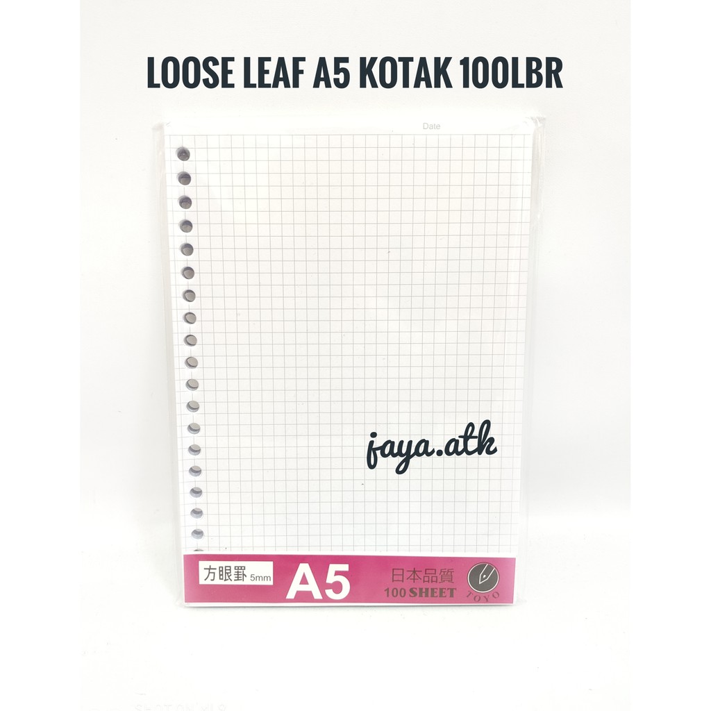 Jual LOOSE LEAF KERTAS BINDER NOTE A5 100 KOTAK GRID 20 RING LUBANG ISI BINDER NOTE BINDER LOOSE ...