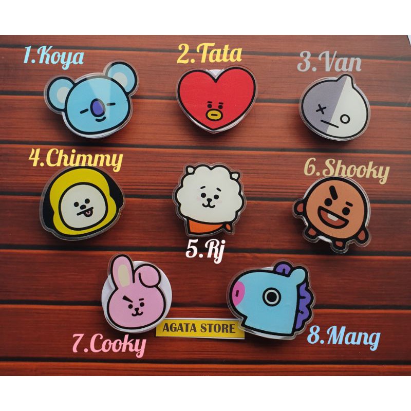 Jual Griptok Akrilik BT21 BTS KPOP / Popsocket Akrilik | Shopee Indonesia