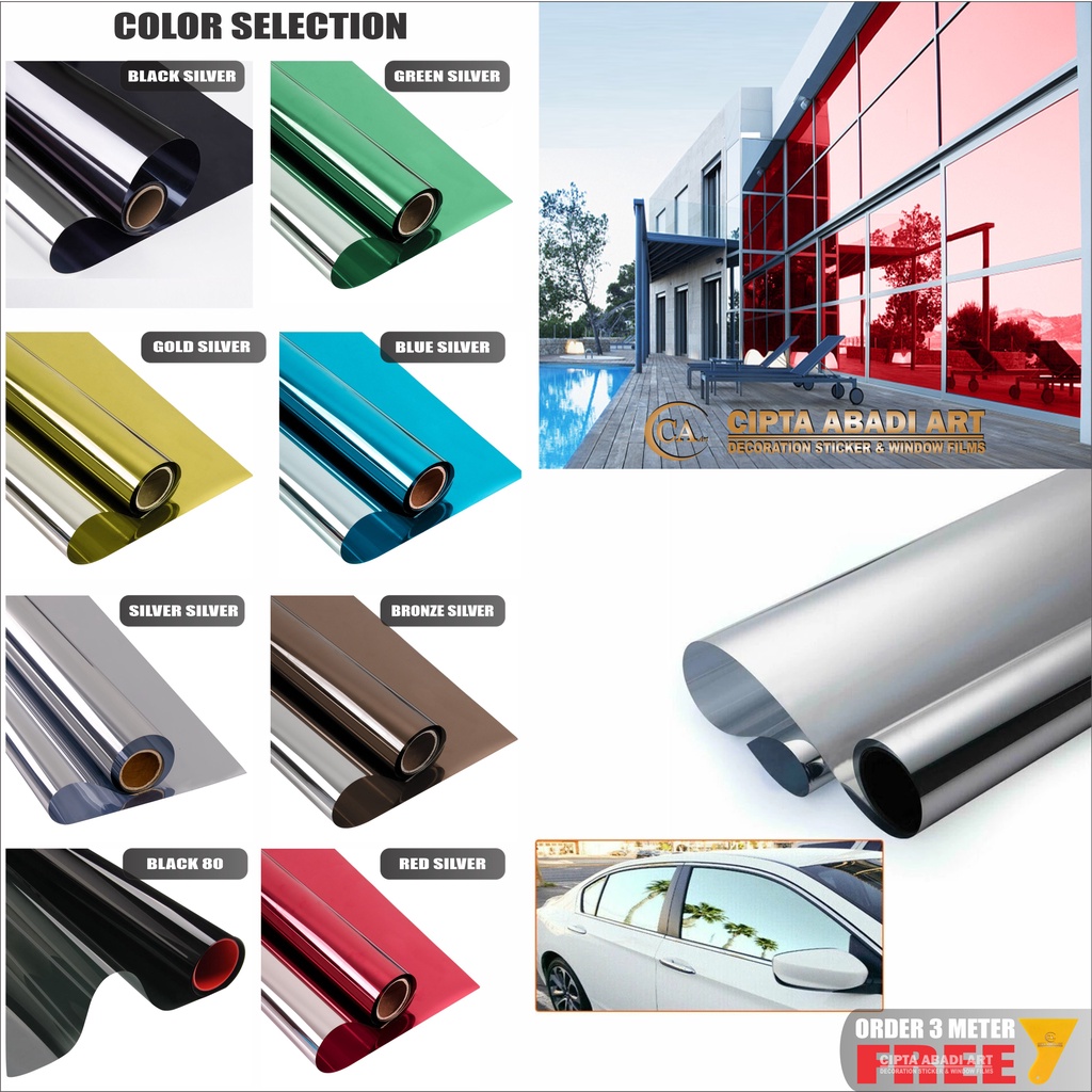 Jual Stiker Kaca Film Jendela Mobil Gedung Tolak Panas Type Riben One Way Cermin Uk L-152Cm ...