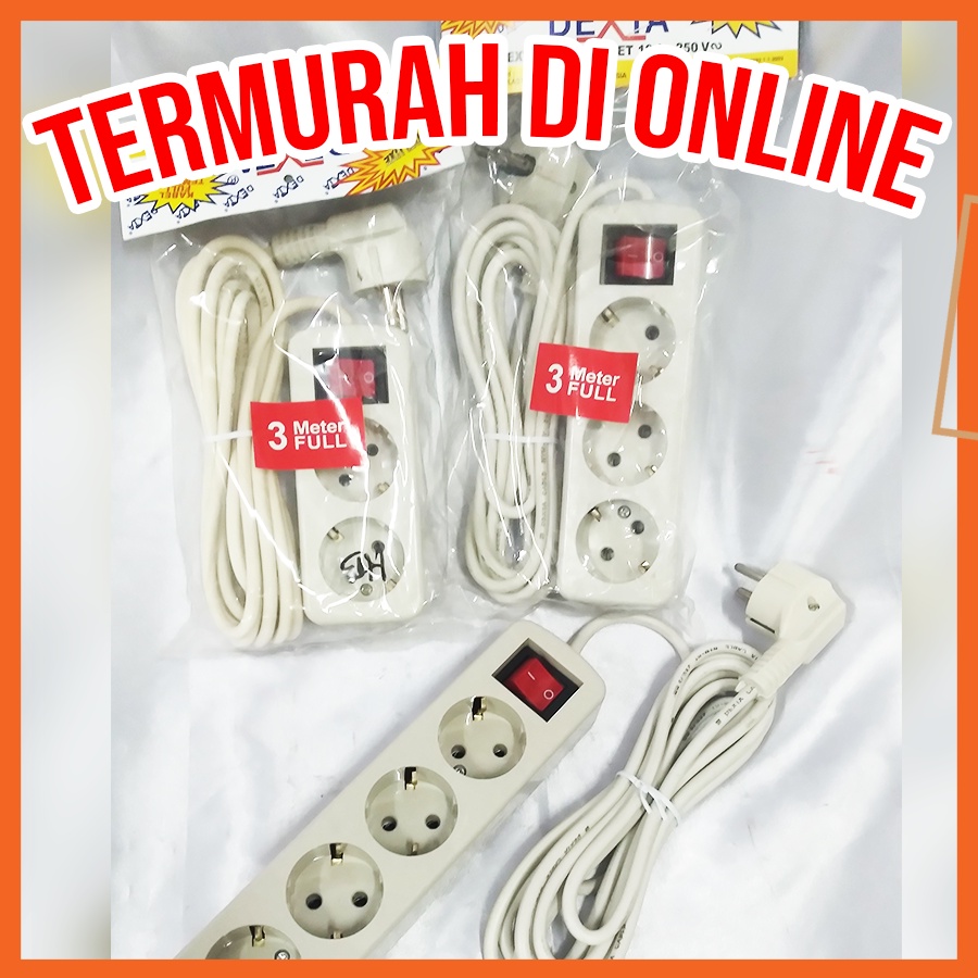 Jual Stop Kontak Kabel Olor 3 m Meter Terminal StopKontak Cabang Multi ...