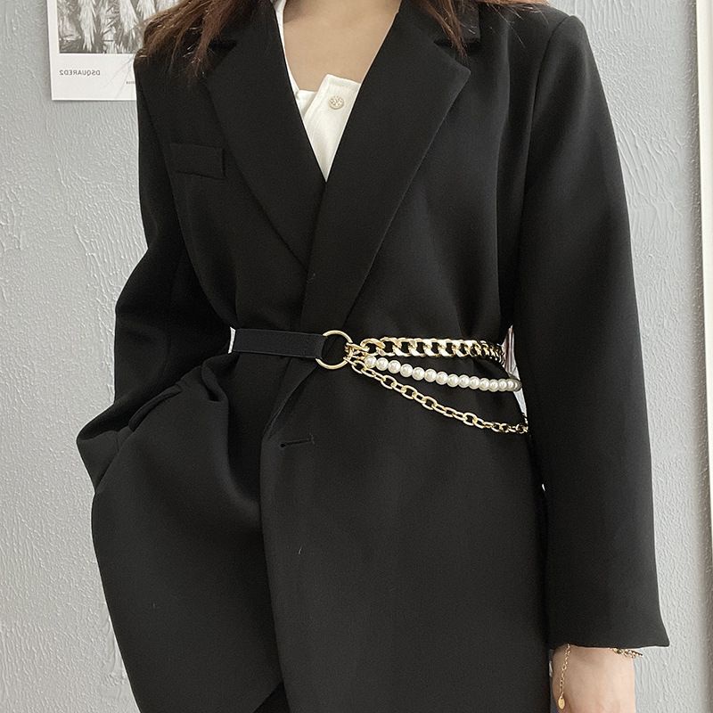 Jual VENDI - Belt Wanita Karet Multi Layer Pearl Chain Waist Ikat ...