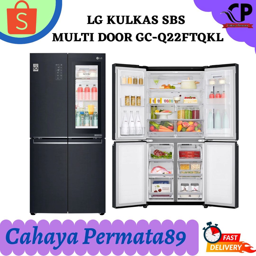 Jual LG KULKAS SIDE BY SIDE 4 PINTU MULTI DOOR GC-Q22FTQKL LINEAR INVERTER | Shopee Indonesia