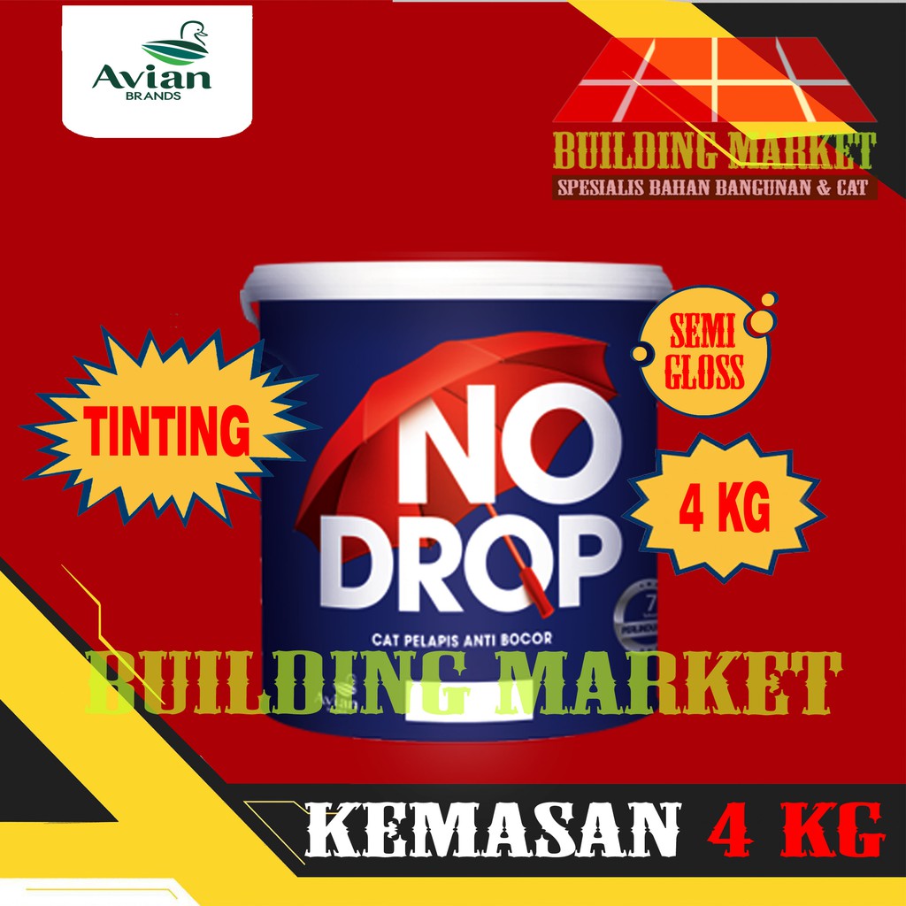 Jual CAT TEMBOK TINTING AVIAN BRANDS NO DROP WATERPROOFING EXTERIOR 4 KG (2) | Shopee Indonesia