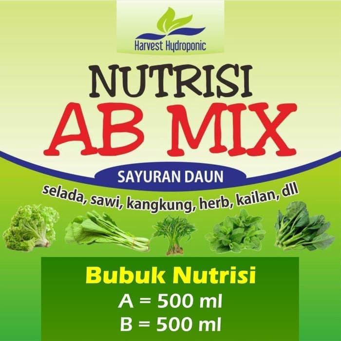 Jual Nutrisi Hidroponik AB MIX Bubuk HARVEST Sayur Daun Sawi Selada 500 ...