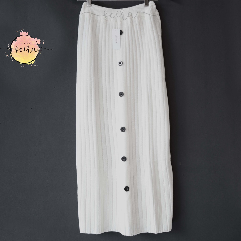Jual [BISA COD] Rok Span Rajut Kancing Premium / Rok Maxi Kancing Depan ...