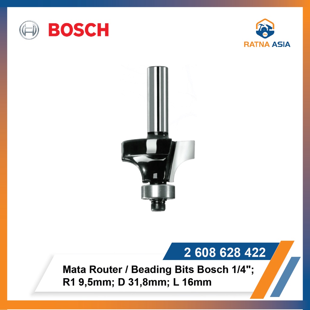 Jual Mata Router / Beading Bits Bosch 1/4"; R1 9,5mm; D 31,8mm; L 16mm | Shopee Indonesia