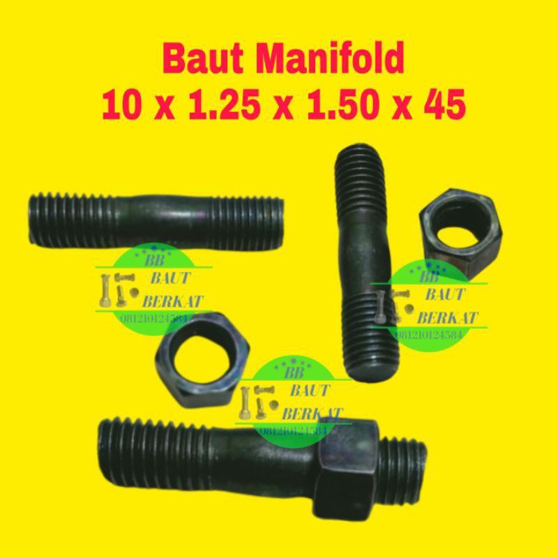 Jual baut tanam manifold 10 x 1.25 x 1.50 x 45 baut manifold 10 x 45 ...