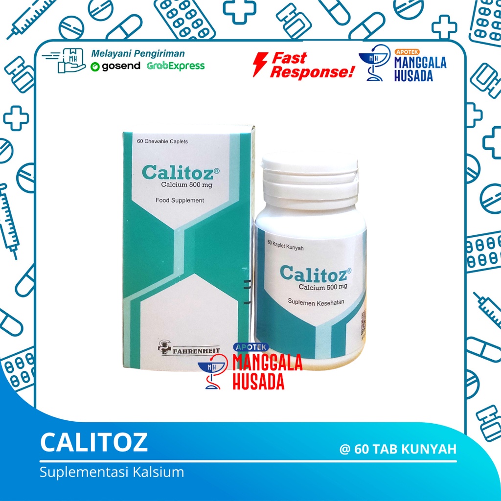 Jual CALITOZ CALCIUM CHEWABLE TAB 500 MG 1 BOTOL @ 60 KAPSUL | Shopee ...