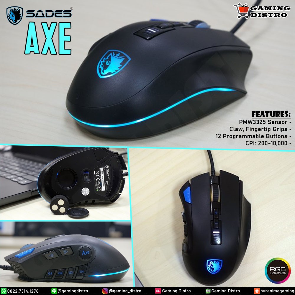 Jual Mouse Gaming Sades Axe RGB - Sades AXE with Macro and RGB | Shopee Indonesia
