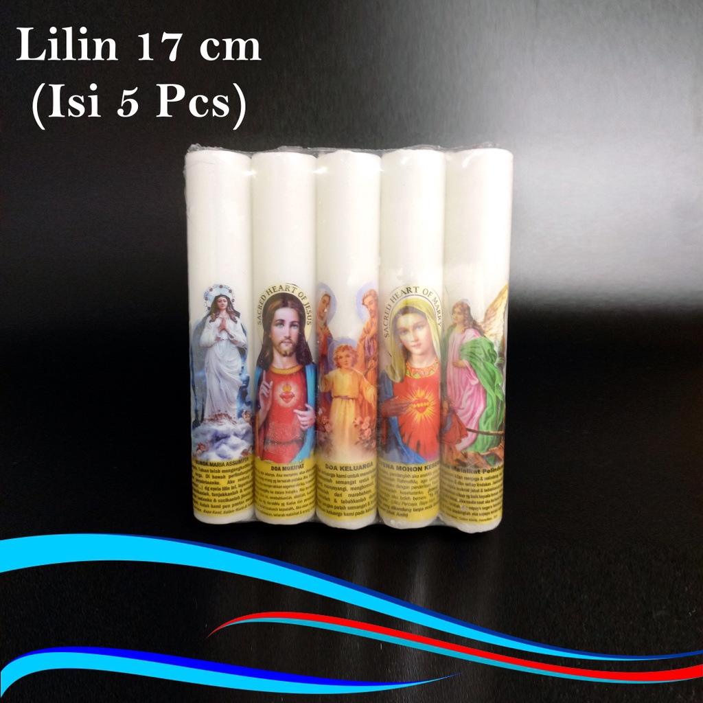 Jual Lilin 17 cm Isi 5 / Lilin Gambar Kudus / Aneka Lilin Doa Katolik ...