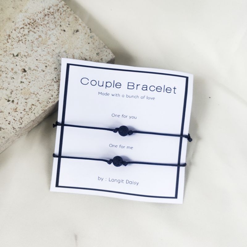 Jual Gelang Pasangan Couple Manik Batu Lava | Gelang Tali Super Tipis ...