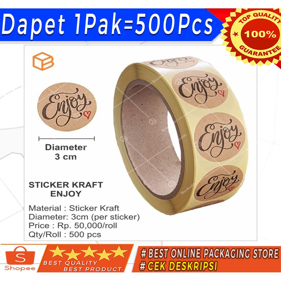 Jual Stiker Kraft Enjoy | Sticker Label Seal Dekor STK-ENJOY - Cokelat ...