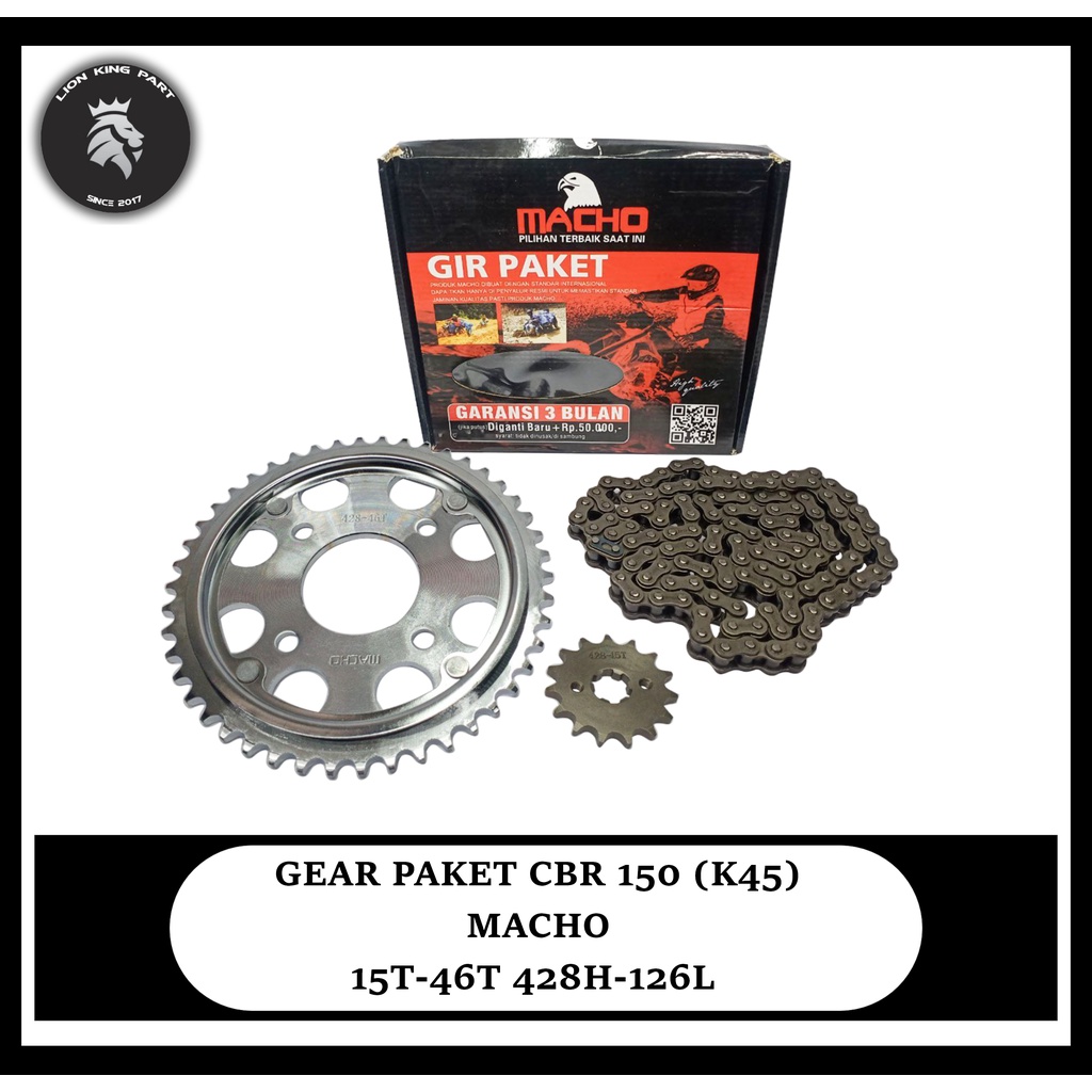 Jual GEARSET GEAR SET GIR SET CBR 150 K45 15T-46T 428H-126L MACHO | Shopee Indonesia