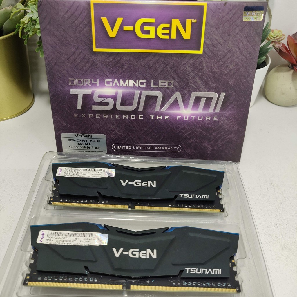 Jual Vgen Tsunami 2x4GB DDR4 3200 LED Biru Blue - 8GB Kit 2x 4 GB 4GB 8 ...