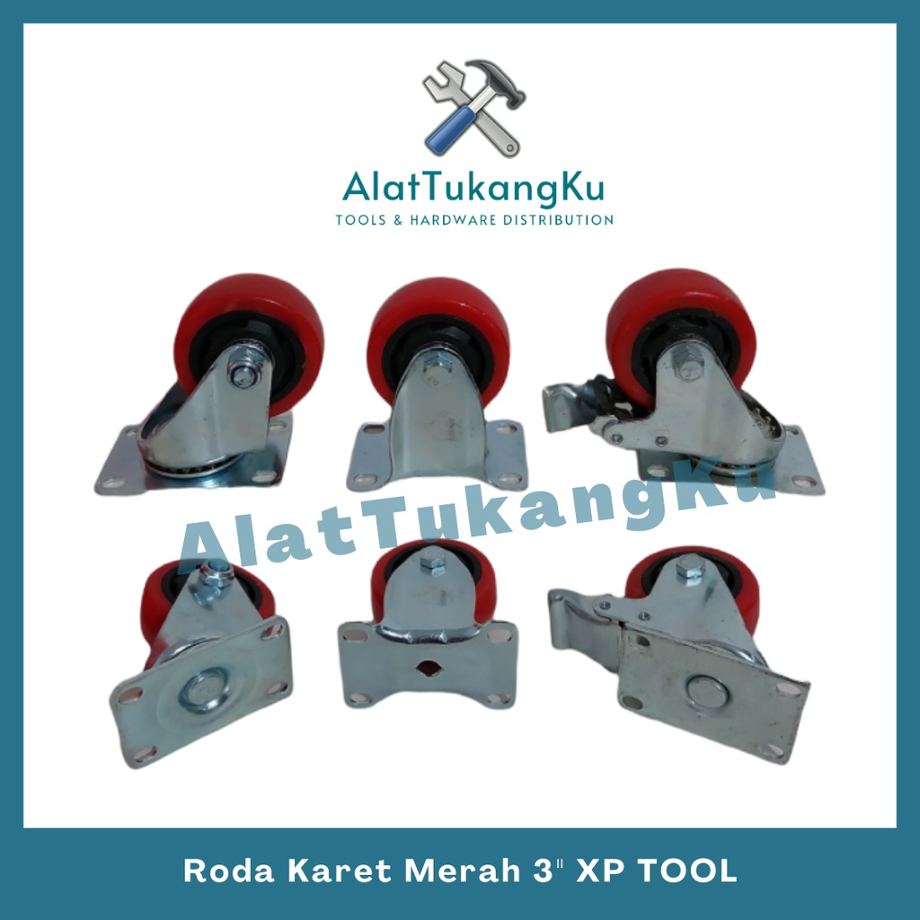 Jual Roda Karet Hidup Mati Rem 3" Xp Tool / Roda Kursi / Roda Trolley Troli 3 inch / Roda ...