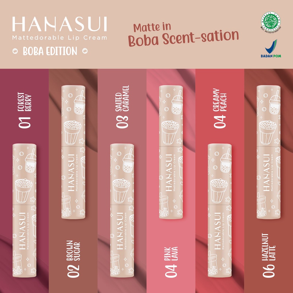 Jual Hanasui Mattedorable Lip Cream BOBA Edition 01 - 06 PROMO SUPER ...