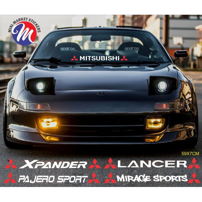 Jual sticker stiker mitsubishi xpander pajero sport mirage lancer kaca ...