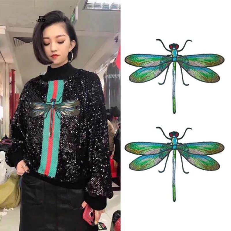 Jual Big Dragonfly for Clothing Embroidery Patch Fabric DIY Applique ...