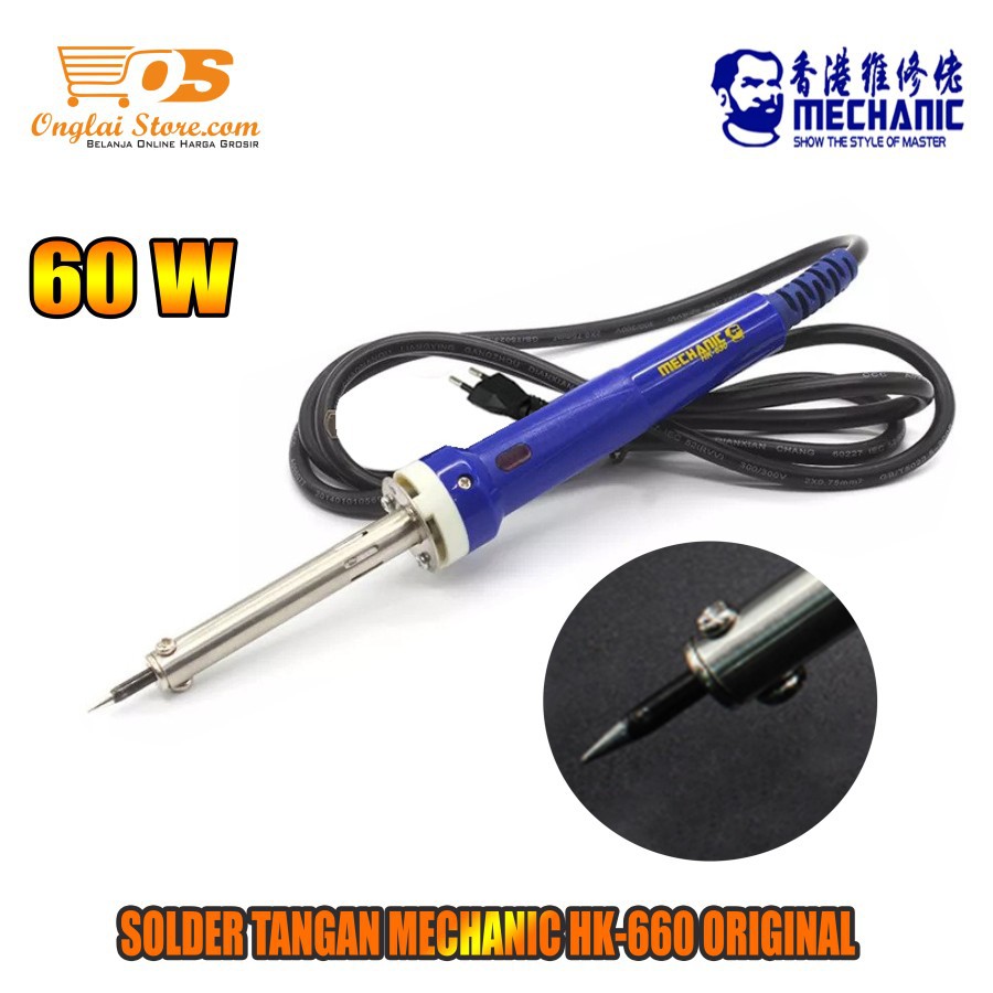 Jual Solder Tangan MECHANIC HK-660 - Solder Listrik 60W Soldering Iron ORIGINAL | Shopee Indonesia
