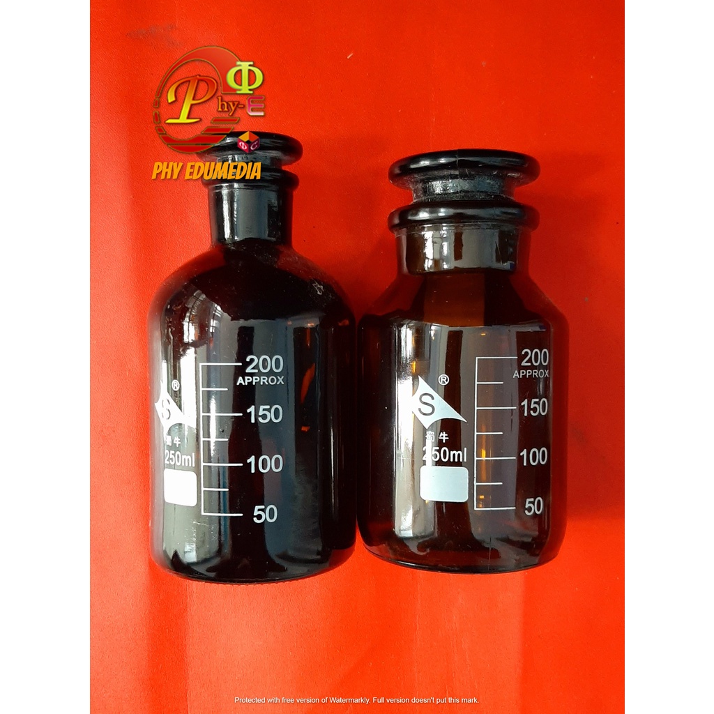 Jual Reagent Bottle Brown 250ml / Botol Reagen Kaca Coklat 250ml Berskala | Shopee Indonesia