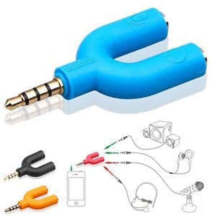 Jual Audio MIC Splitter U Shape JACK 3.5mm / Mic Clip ON / 2 in 1 Mic ...