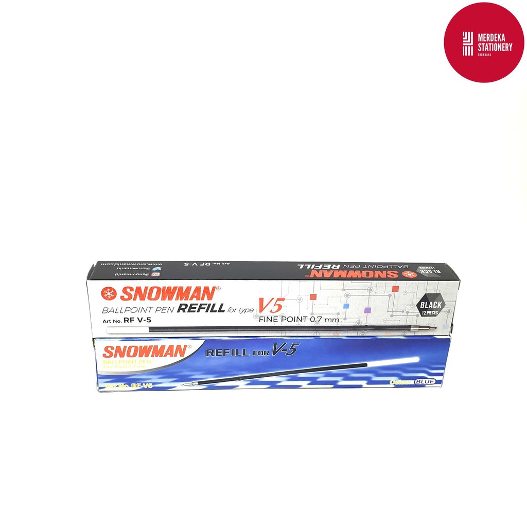 Jual (ISI 12)Refill/Isi/Tinta Pulpen/Bolpen/Ballpoint Snowman V5(HITAM ...