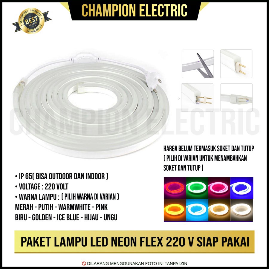 Jual Lampu Neon Flex Meteran Permeter 220V 220 Volt LED Strip Selang ...