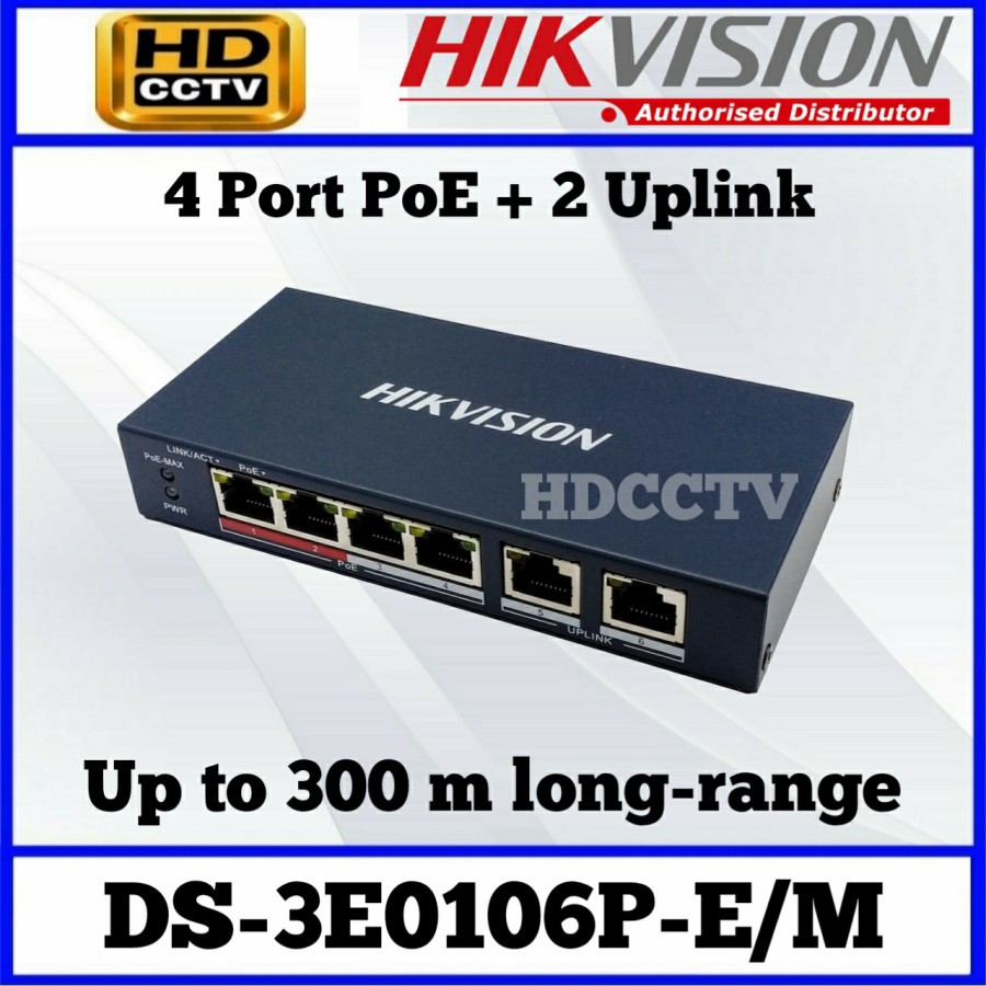 Jual SWITCH HIKVISION DS-3E0106P-E/M SWITCH POE 4 PORT + 2 UPLINK | Shopee Indonesia