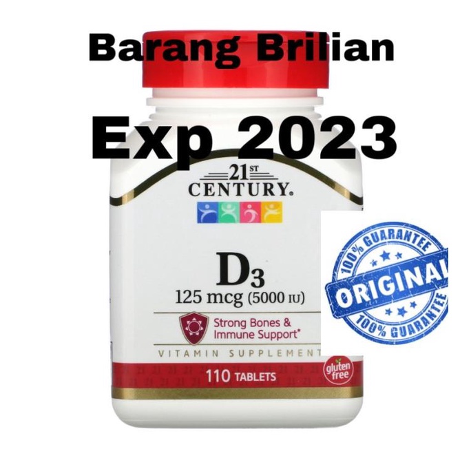 Jual Vitamin D3 5000 IU 125 mcg 21st Century Original USA Vit 110 360 ...