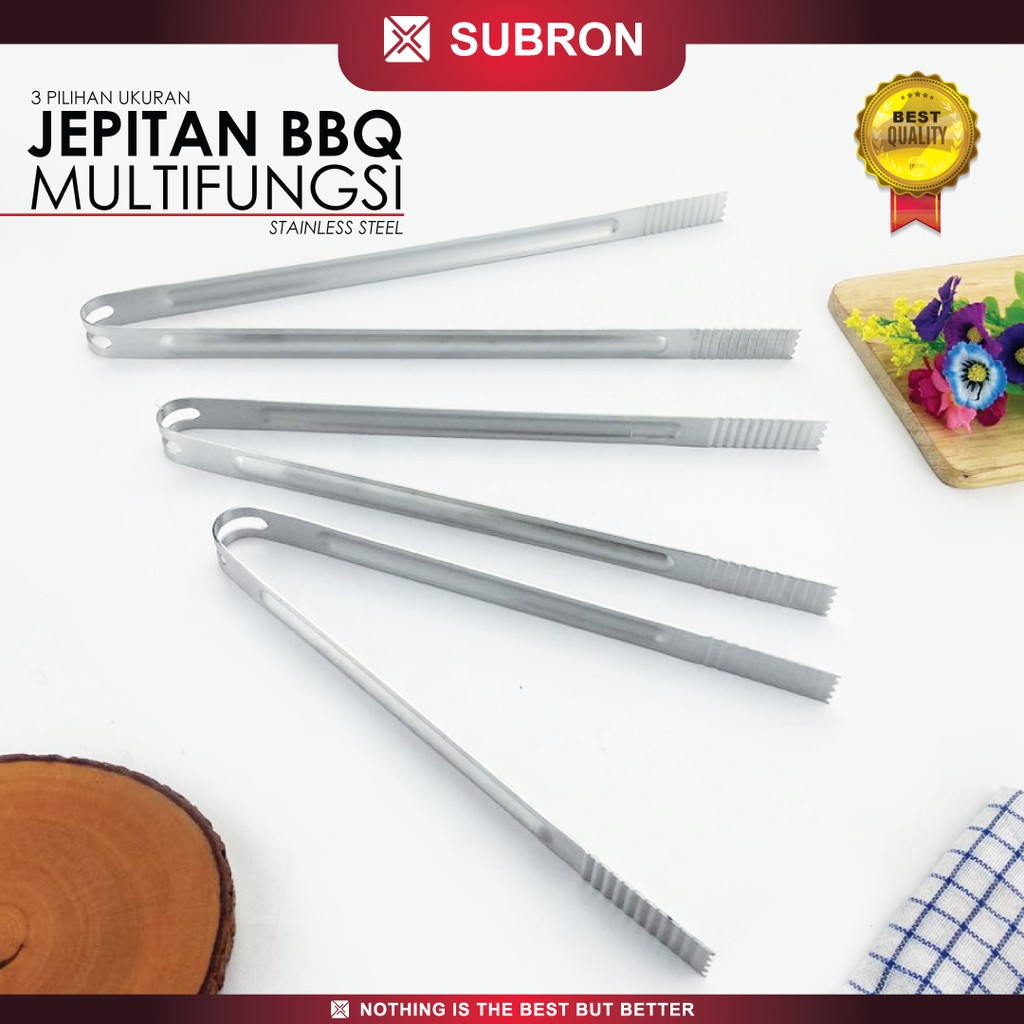 Jual SUBRON Jepitan BBQ Barbeque Roti Kue Multifungsi Capit Stainless ...