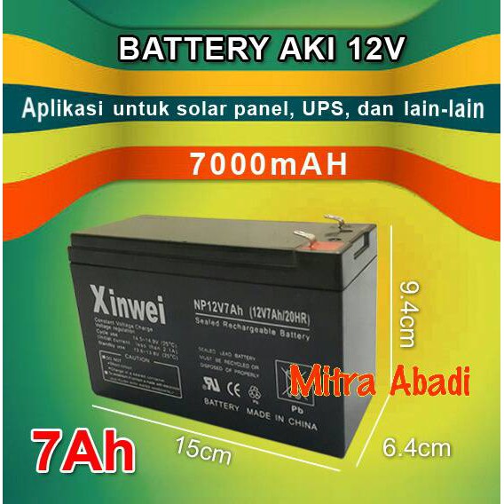 Jual Batre/Baterai/Battery Aki 12V 7A/7000 mAh Rechargeable | Shopee Indonesia