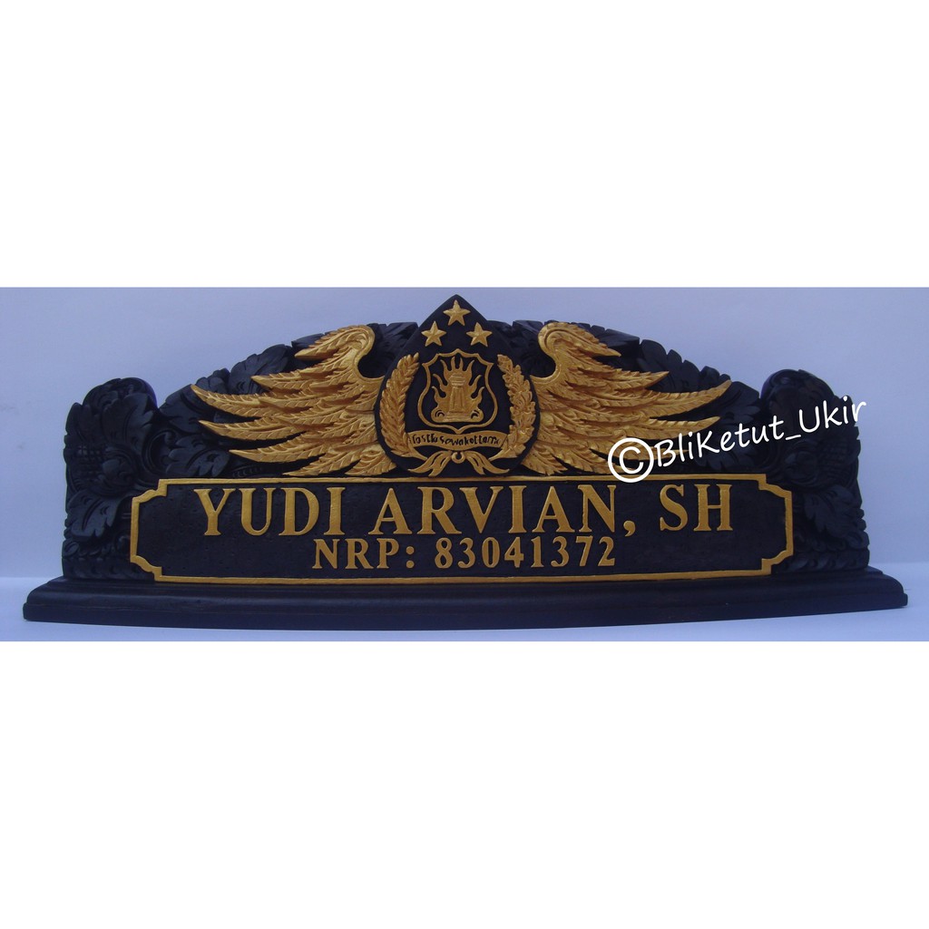 Jual Papan Nama Meja Ukiran Bali Motif Simbol POLRI/Polisi 40cm ...