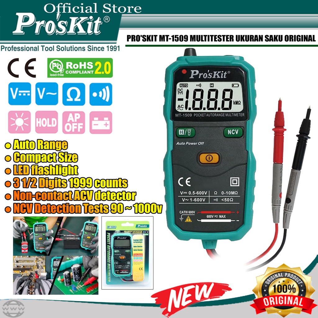 Jual Pro'sKit - Multitester Pro'sKit Mt-1509 Ukuran Saku Original ...