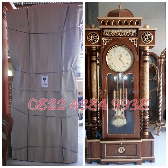 Jual Lemari Jam Mewah Jati Motif Masjid Mesin Junghans Jerman asli ...