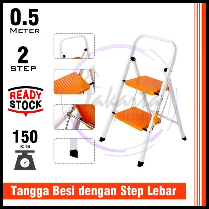 Jual ((Produk Baru)) Tangga Lipat Besi Dengan Step Lebar 2 Step ...