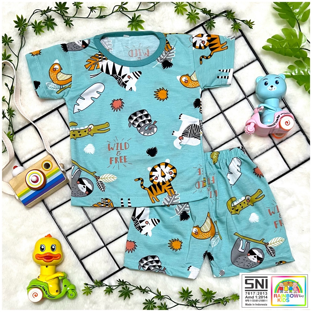 Jual RAINBOW SETELAN PENDEK / SET BAJU ANAK UNISEX COWOK/CEWEK USIA 1- 7 TAHUN WILD & FREE PDK ...