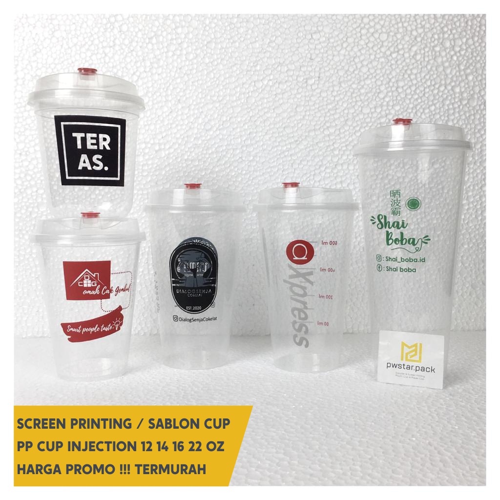 Jual SABLON CUP PP INJECTION 12 14 16 22 Oz HARGA PROMO !!! TERMASUK CUP LID CAP | Shopee Indonesia