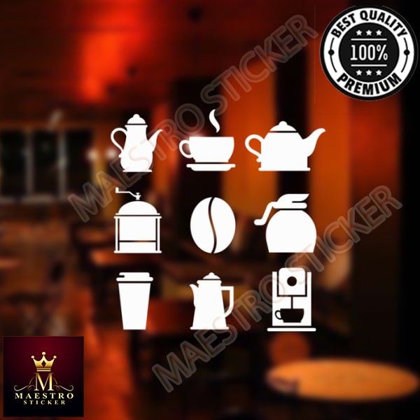Jual Sticker Icon Kopi Coffee Stiker Dinding Kaca Cafe Rumah Warung ...