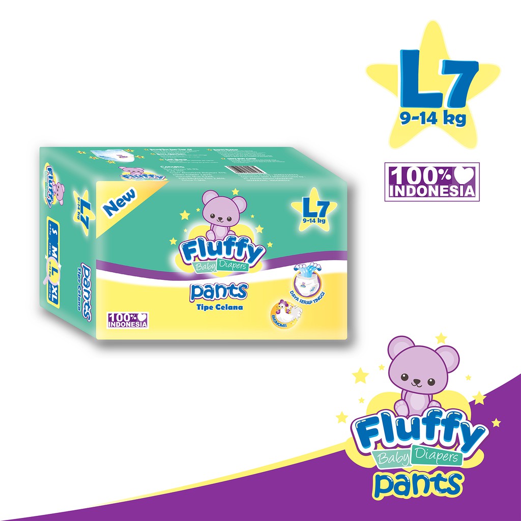 Jual Fluffy Popok Bayi Tipe Celana L7 Pcs - Breathable, Daya Serap Tinggi, Anti Iritasi & Anti ...