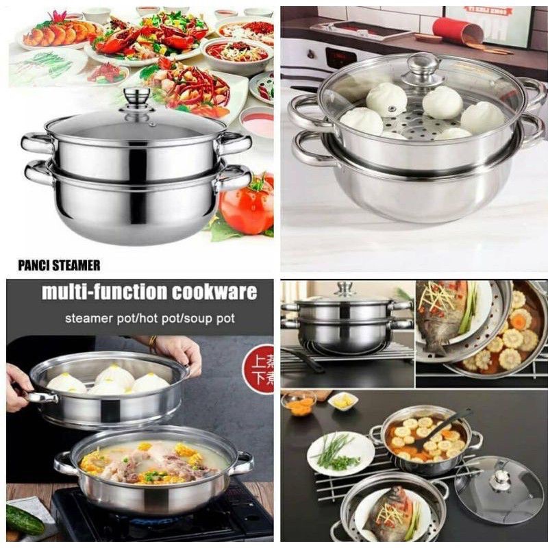 Jual panci kukus steamer 28cm panci somay 4 kuping | Shopee Indonesia
