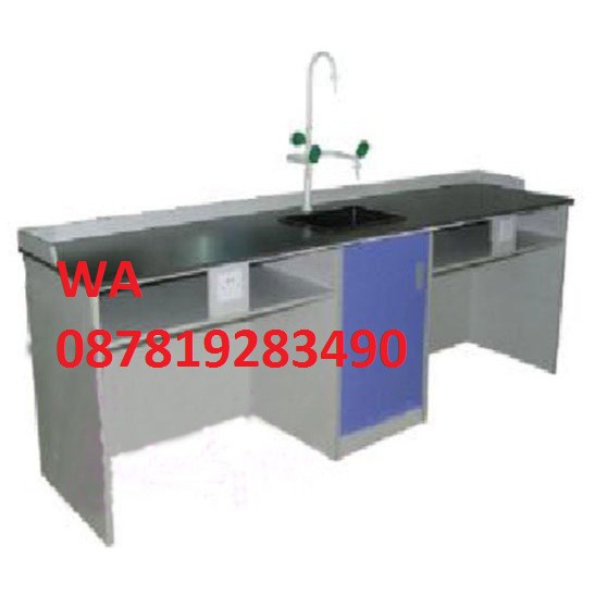 Jual MEJA LABORATORIUM PRAKTIKUM 4 SISWA LENGKAP DENGAN SALURAN AIR ...