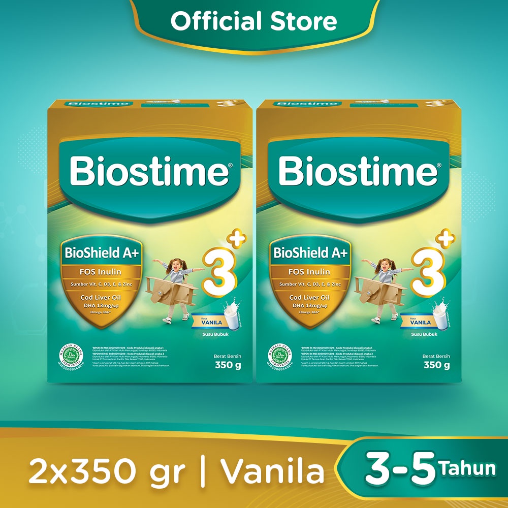 Jual Biostime 3+ Vanilla 350gr Susu Pertumbuhan Anak 3-5 tahun - 2 Box ...