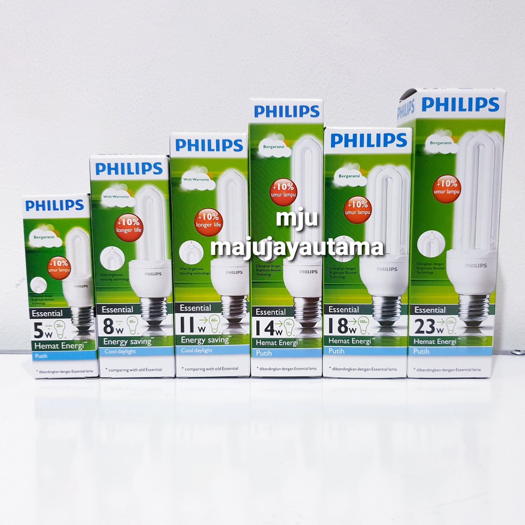 Jual Lampu Philips Essential 5 watt / 8 watt / 11 watt / 14 watt / 18 watt / 23 watt | Shopee ...