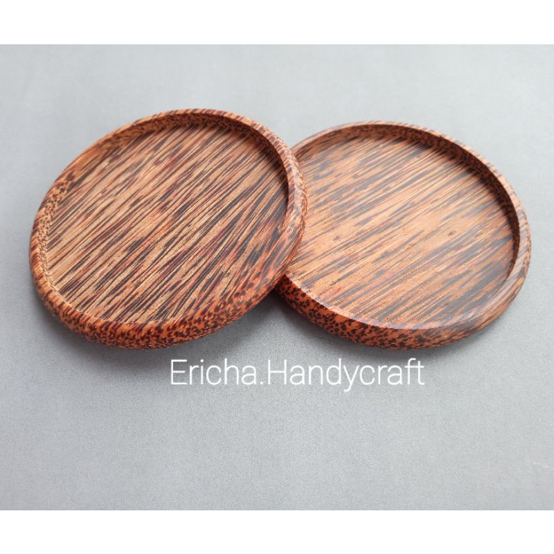 Jual Coaster gelas kayu/tatakan gelas kayu kelapa 10cm lengkung ...