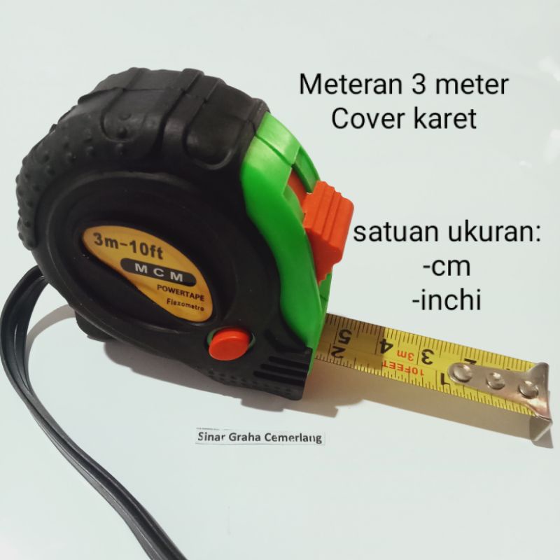 Jual Meteran 3 meter cover karet MCM/Ealsem/Axell (satuan dalam cm dan ...