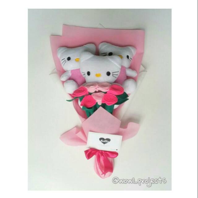 Jual Buket Flanel Hello Kitty/ Buket Bunga Hello Kitty/ Buket Hello ...