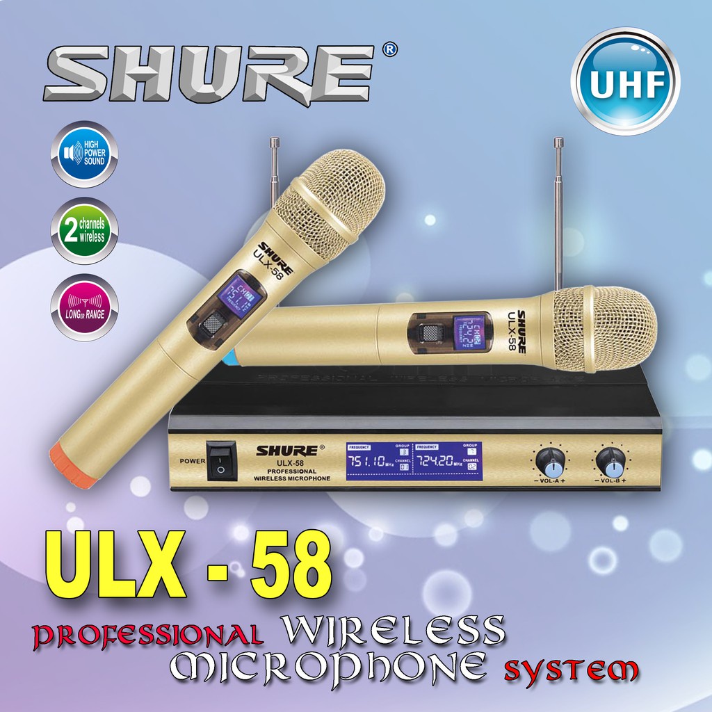 Jual Mic Wireless Shure ULX 58 2Buah mic Handheld Digital mantap new ...