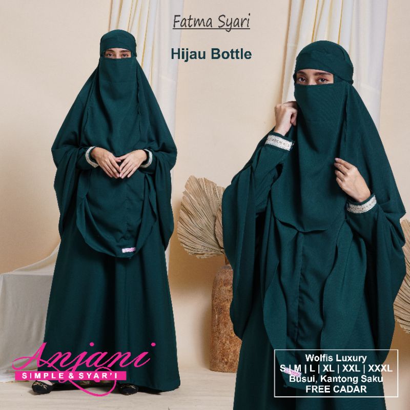 Jual Gamis Syari Polos Set Jilbab Plus Cadar Fatma Syari by Anjani | Shopee Indonesia