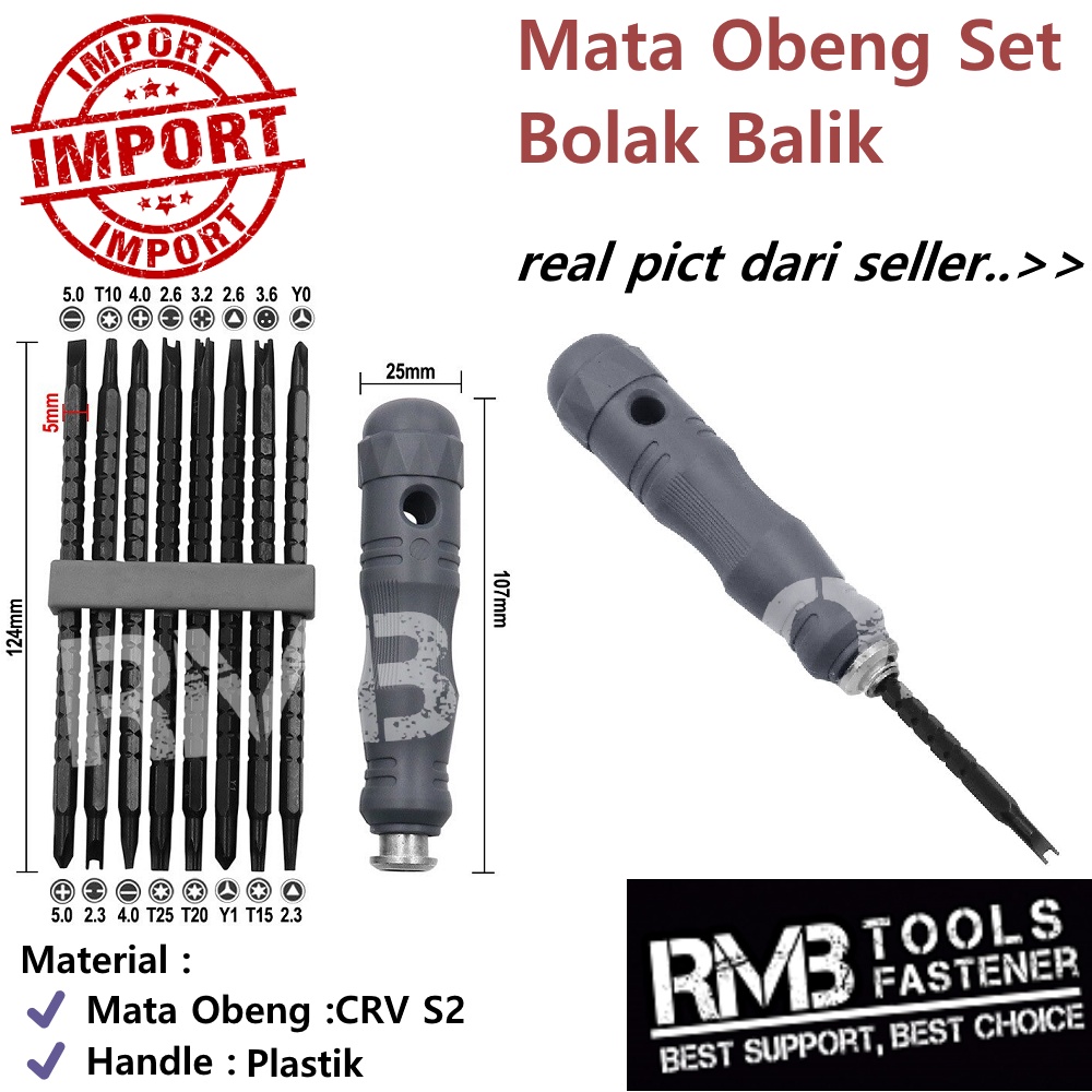 Jual Mata Obeng Set 16 in 1 Bolak Balik Plus Minus Y Bintang Magnetic ...